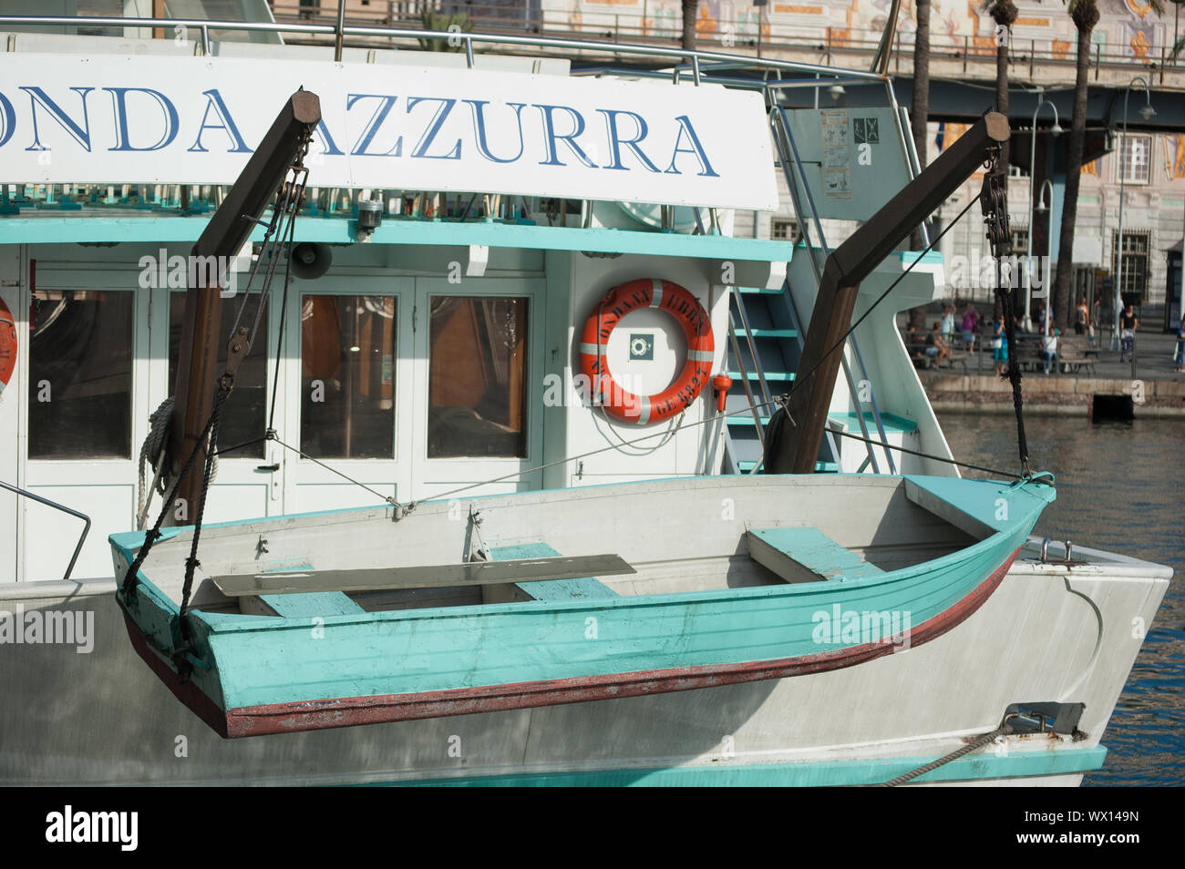 lifeboat in a harbor boat Stock Photo - Alamy