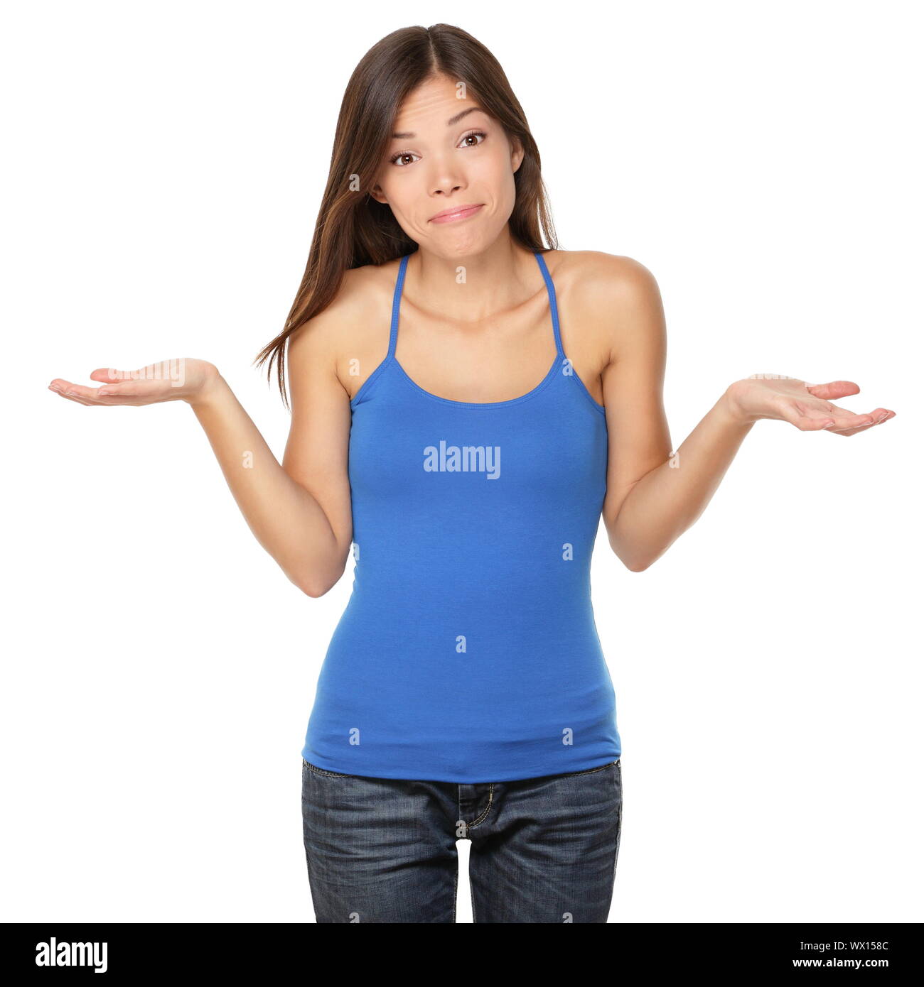Shrugging shoulders girl Cut Out Stock Images & Pictures - Alamy