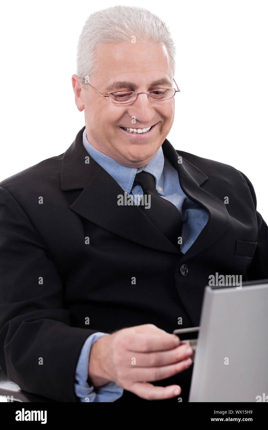 Business man doing internet banking on isolated background Stock Photo ...