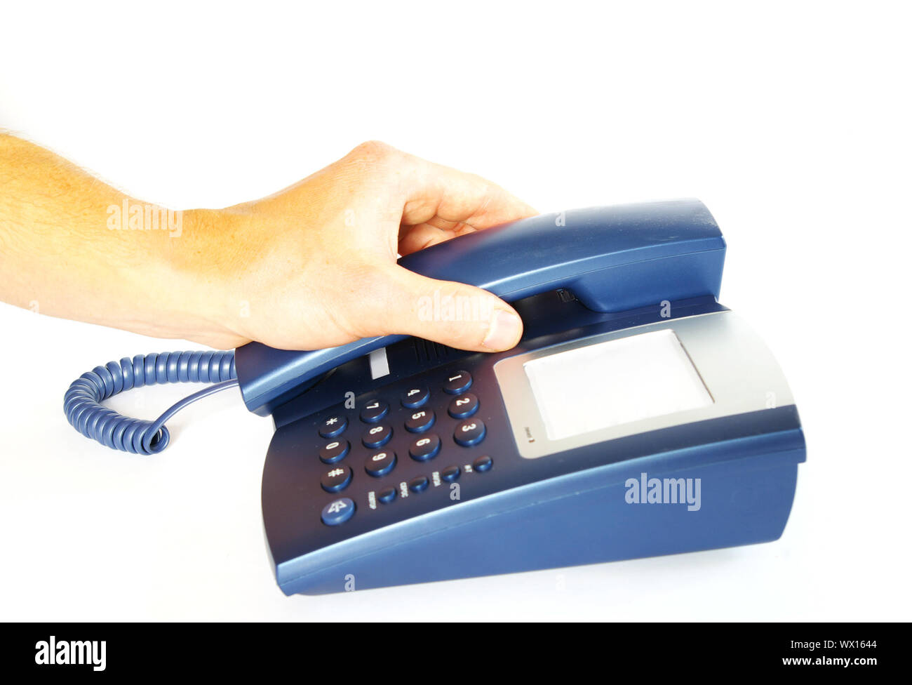 telephone receiver in hand isolated on white Stock Photo - Alamy