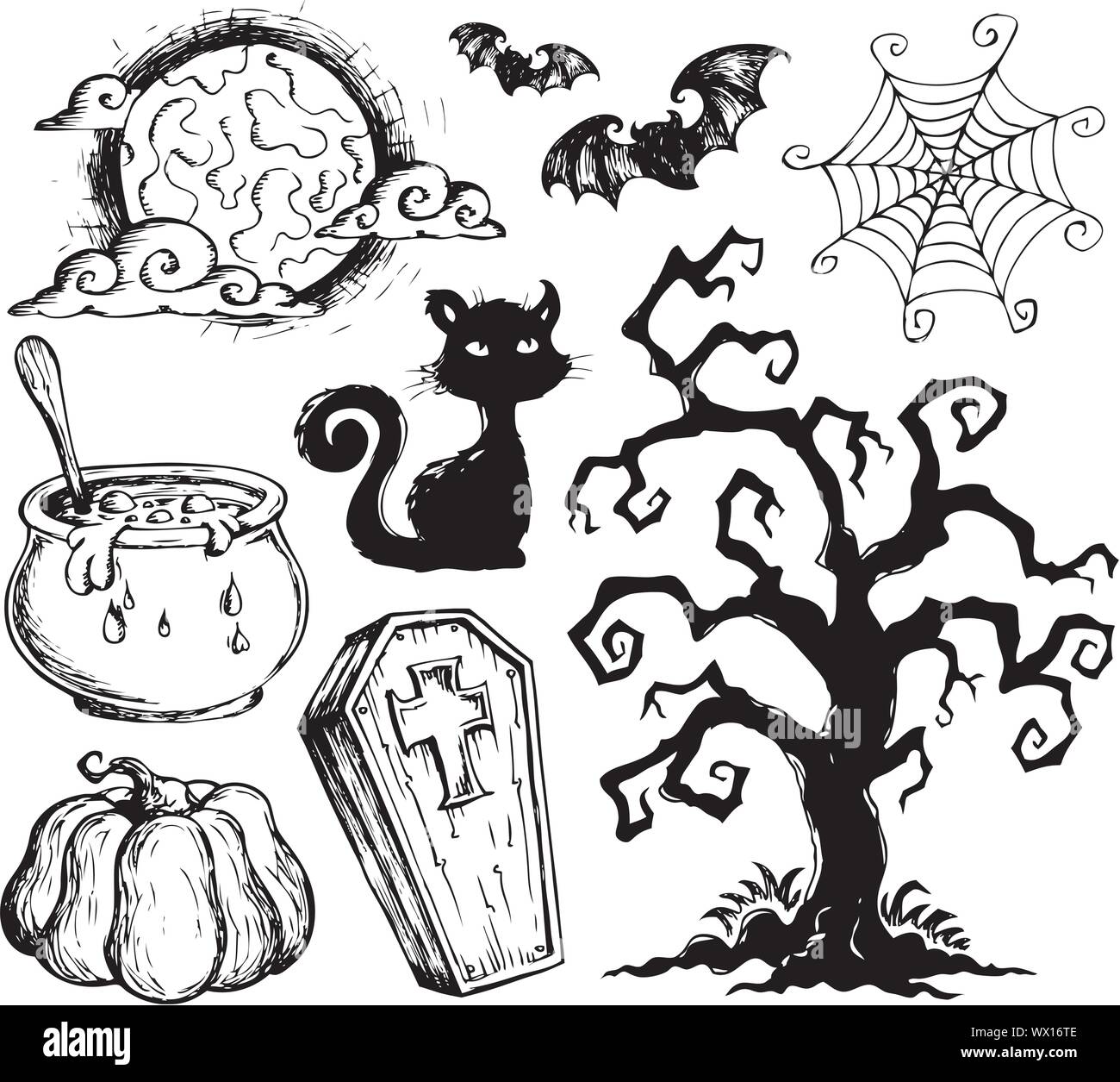 Halloween drawings collection 2 Stock Vector Image & Art - Alamy
