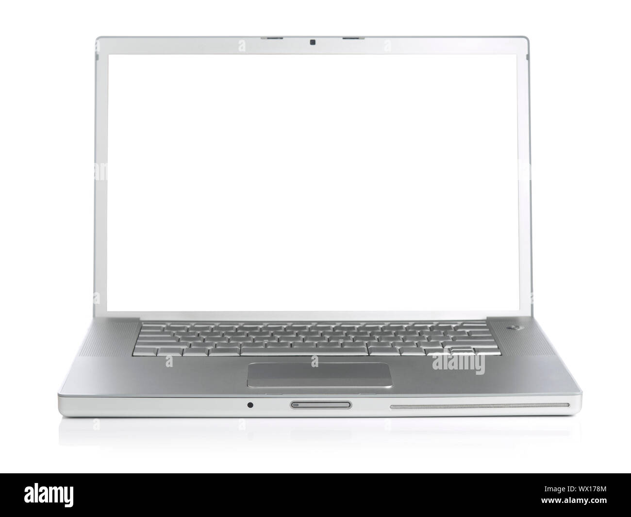 Wide screen silver laptop computer over a white background Stock Photo ...