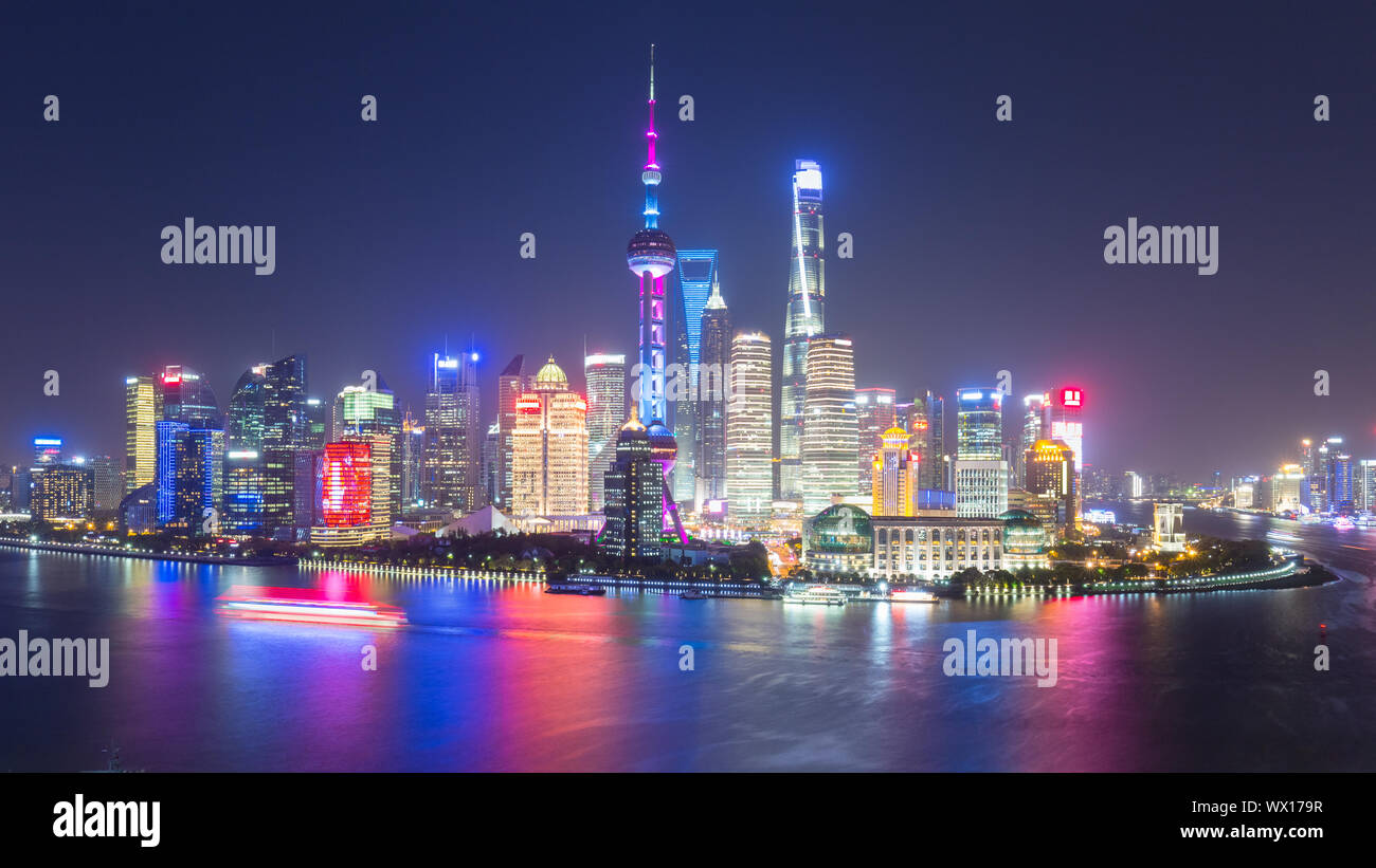 beautiful shanghai skyline at night Stock Photo - Alamy