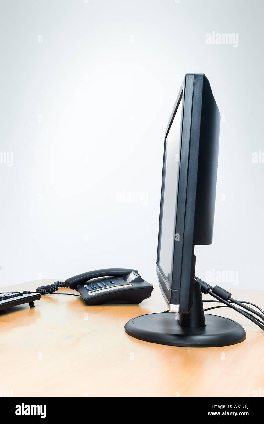 An image of a desktop with monitor background Stock Photo - Alamy