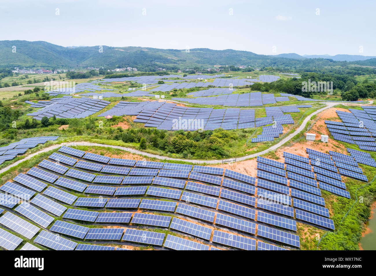 aerial view of hillside solar energy Stock Photo - Alamy
