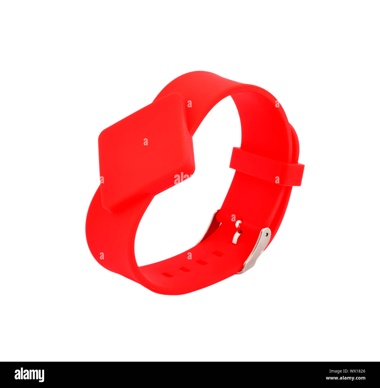 red RFID bracelet on a white background Stock Photo - Alamy