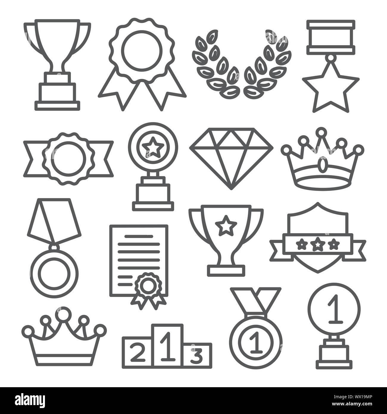 Awards line icons set on white background Stock Vector Image & Art - Alamy
