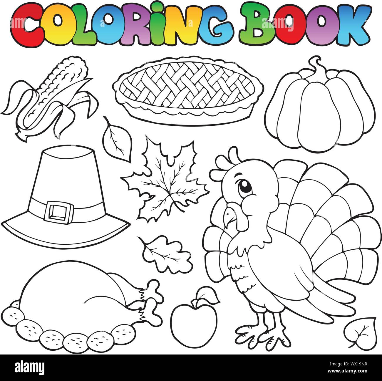 Coloring book Thanksgiving image 1 Stock Vector Image & Art - Alamy