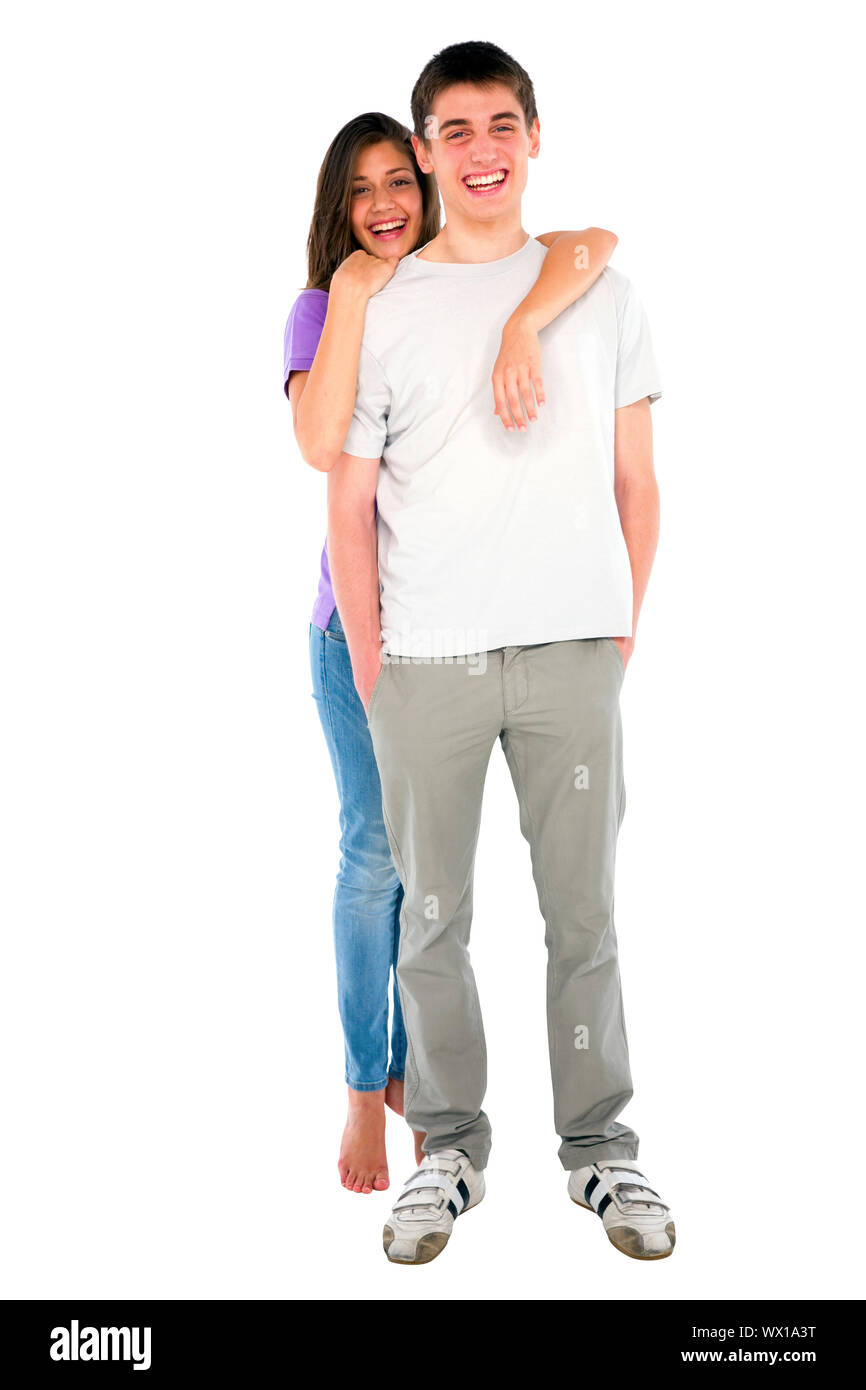 teenage girl embracing teenage boy Stock Photo - Alamy