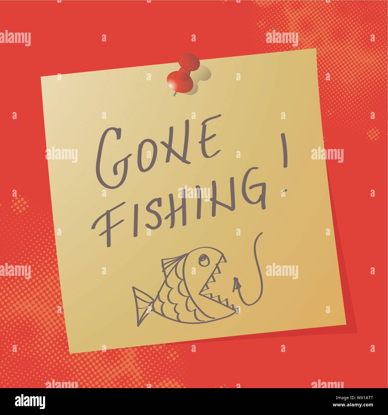 "gone fishinhg" handwritten message Stock Vector Image & Art - Alamy