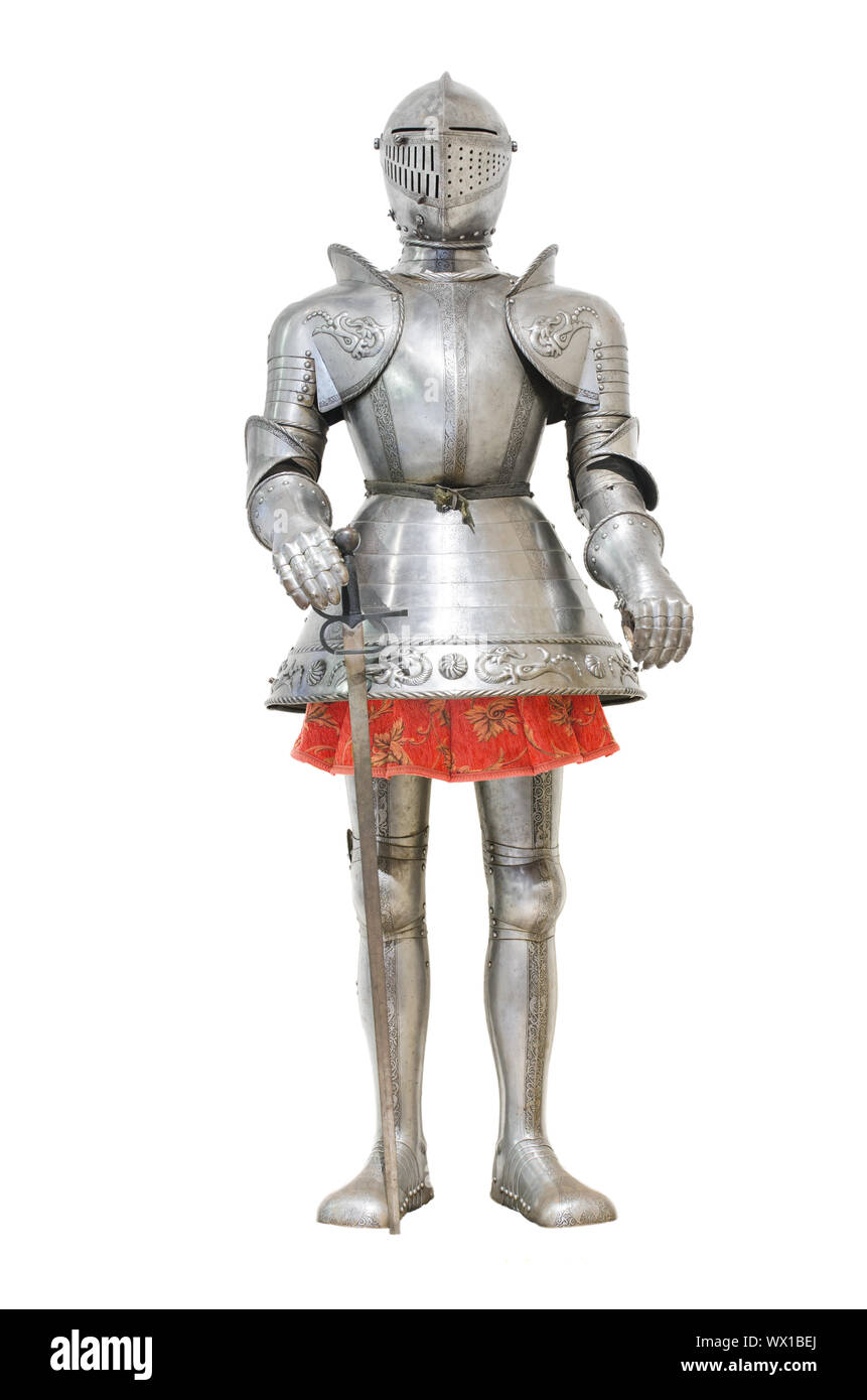 Medieval knight armour over white isolated background Stock Photo - Alamy