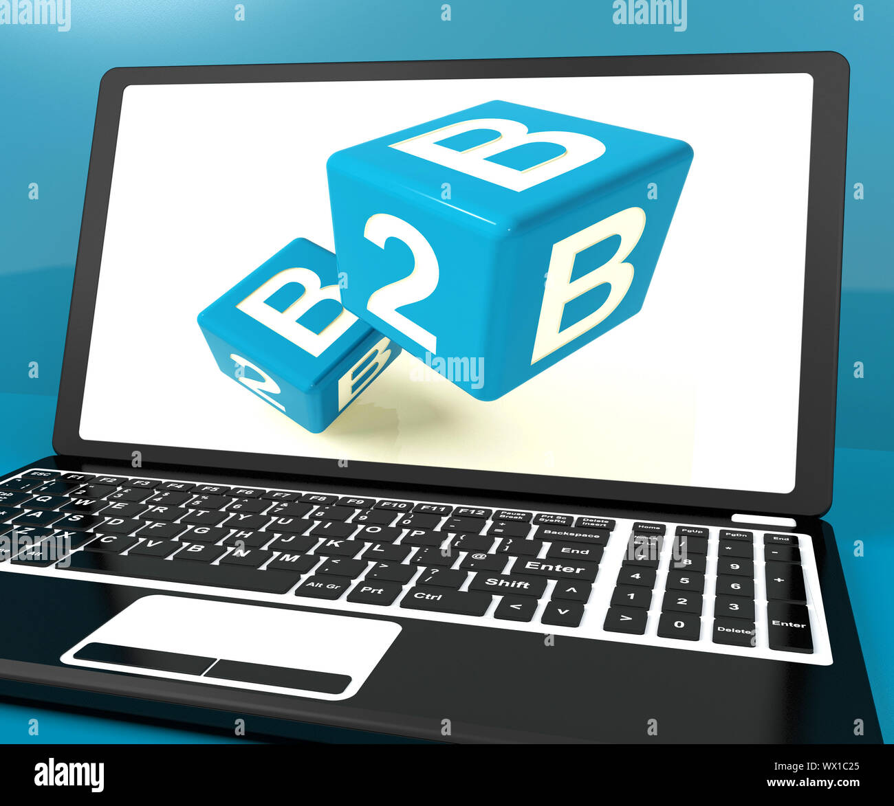 B2b Dice On Laptop Computer Showing Business And Commerce Stock Photo ...