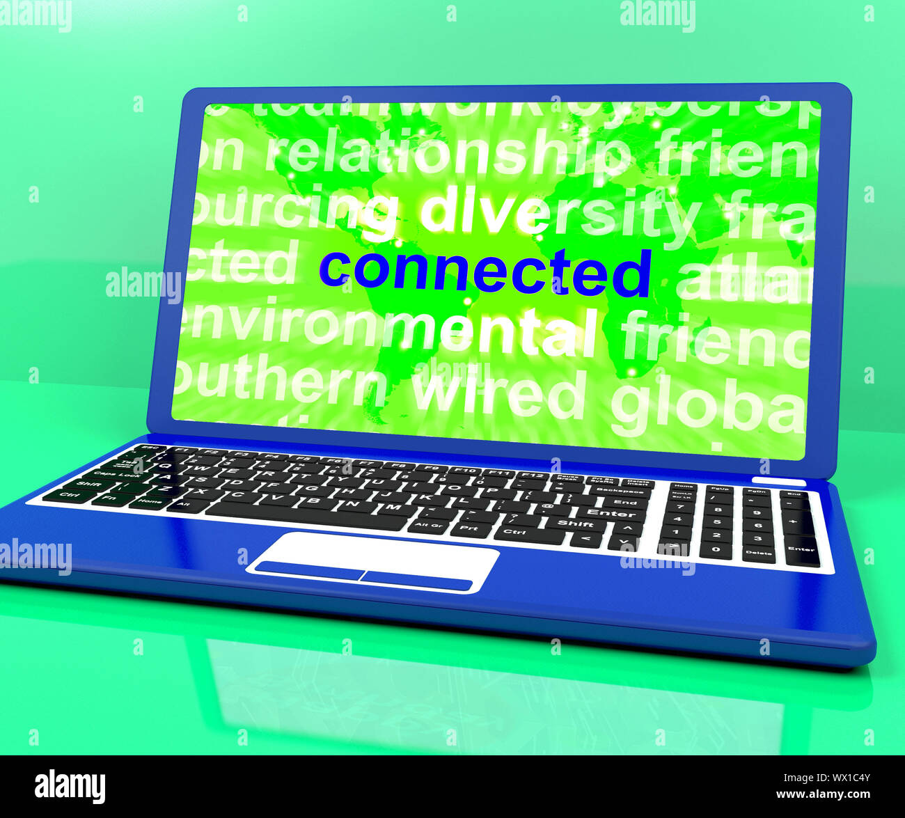 Connected Definition On Laptop Showing Online Stock Photo - Alamy