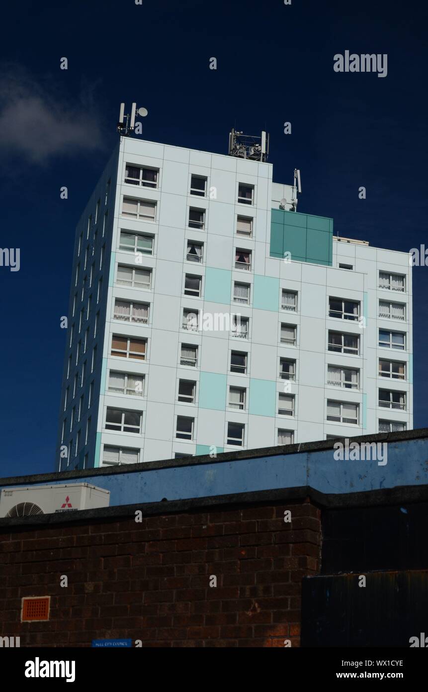 residential tower block with external cladding, bransholme Stock Photo ...