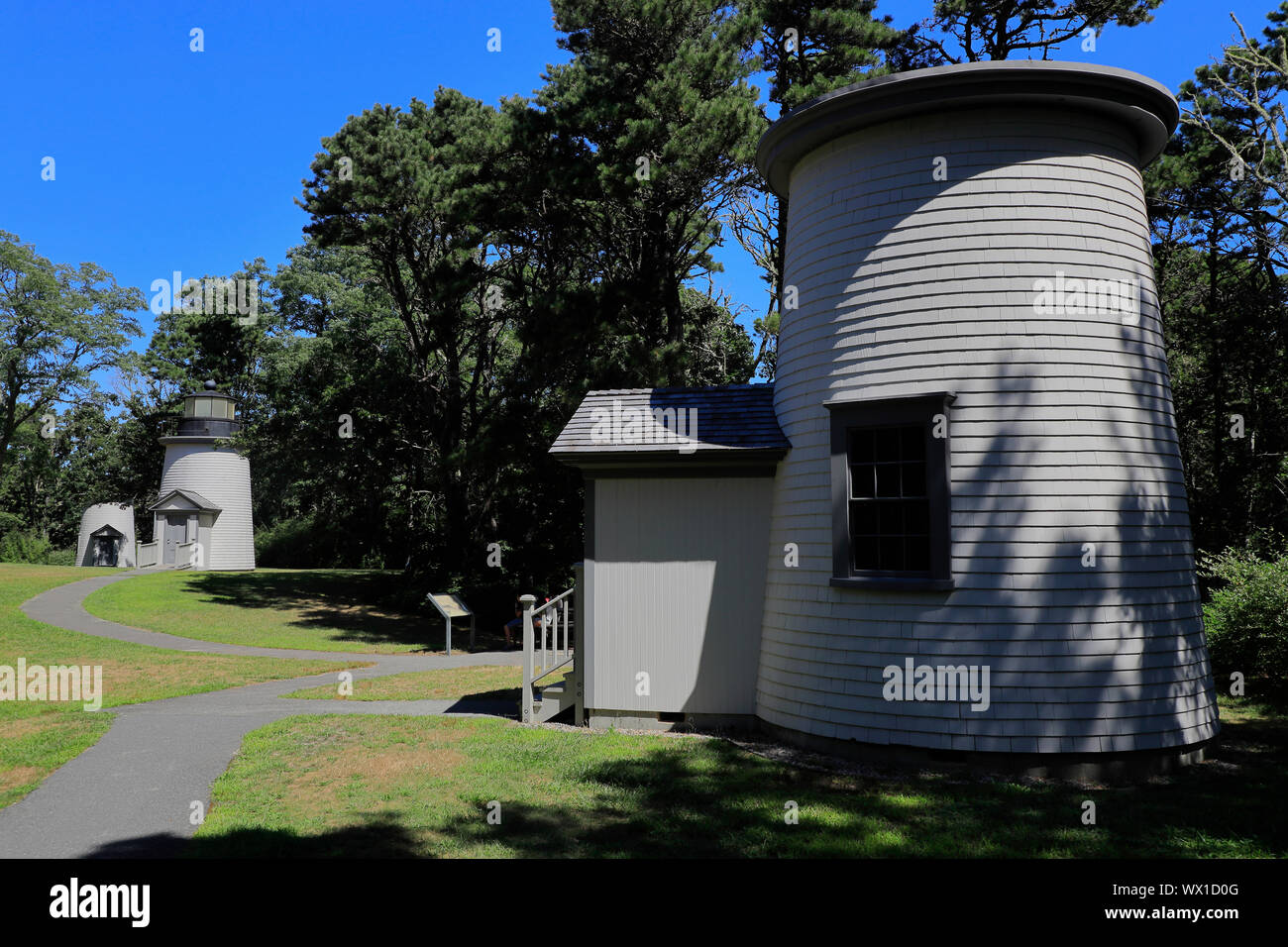 The three sisters of Nauset aka the three sisters lighthouses in Eastham.Cape Cod National ...