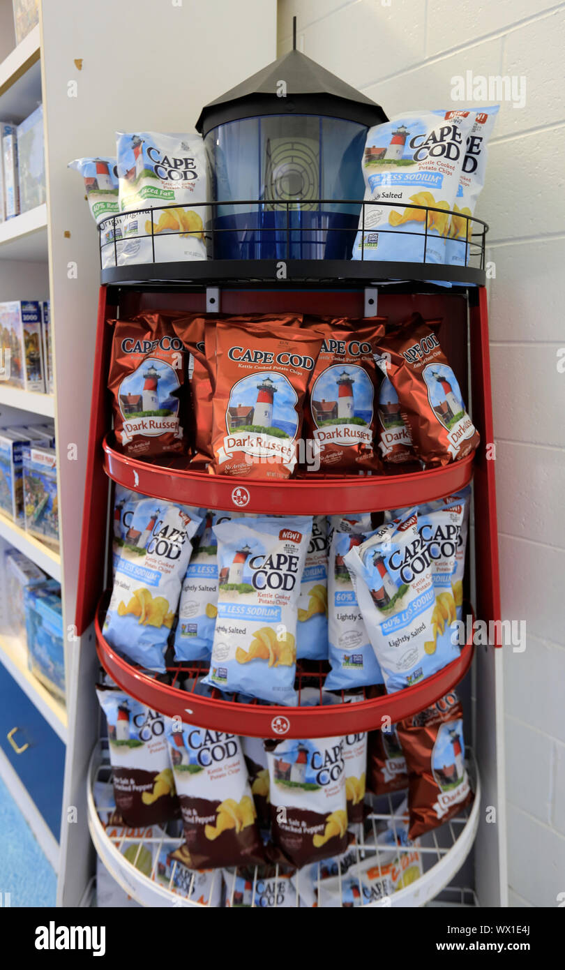 Bagged potato chips for sale in Cape Cod Potato Chip factory souvenir ...