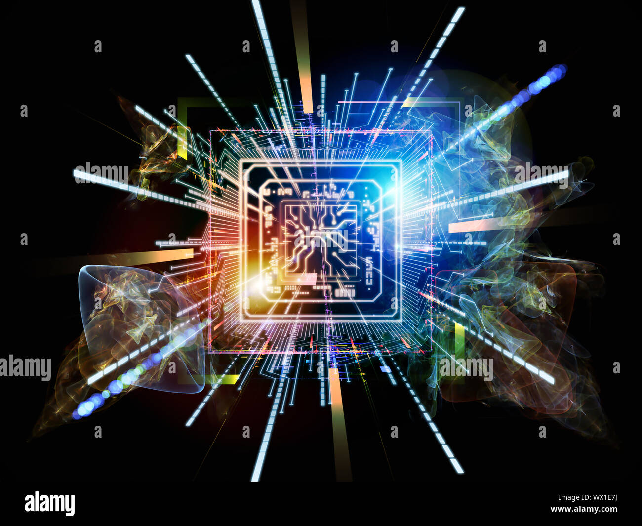 Composition of CPU graphic and abstract design elements to serve as a ...