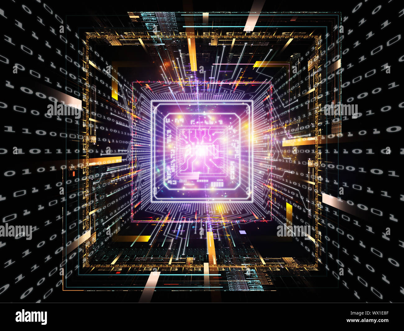 Background composition of CPU graphic and abstract design elements to ...