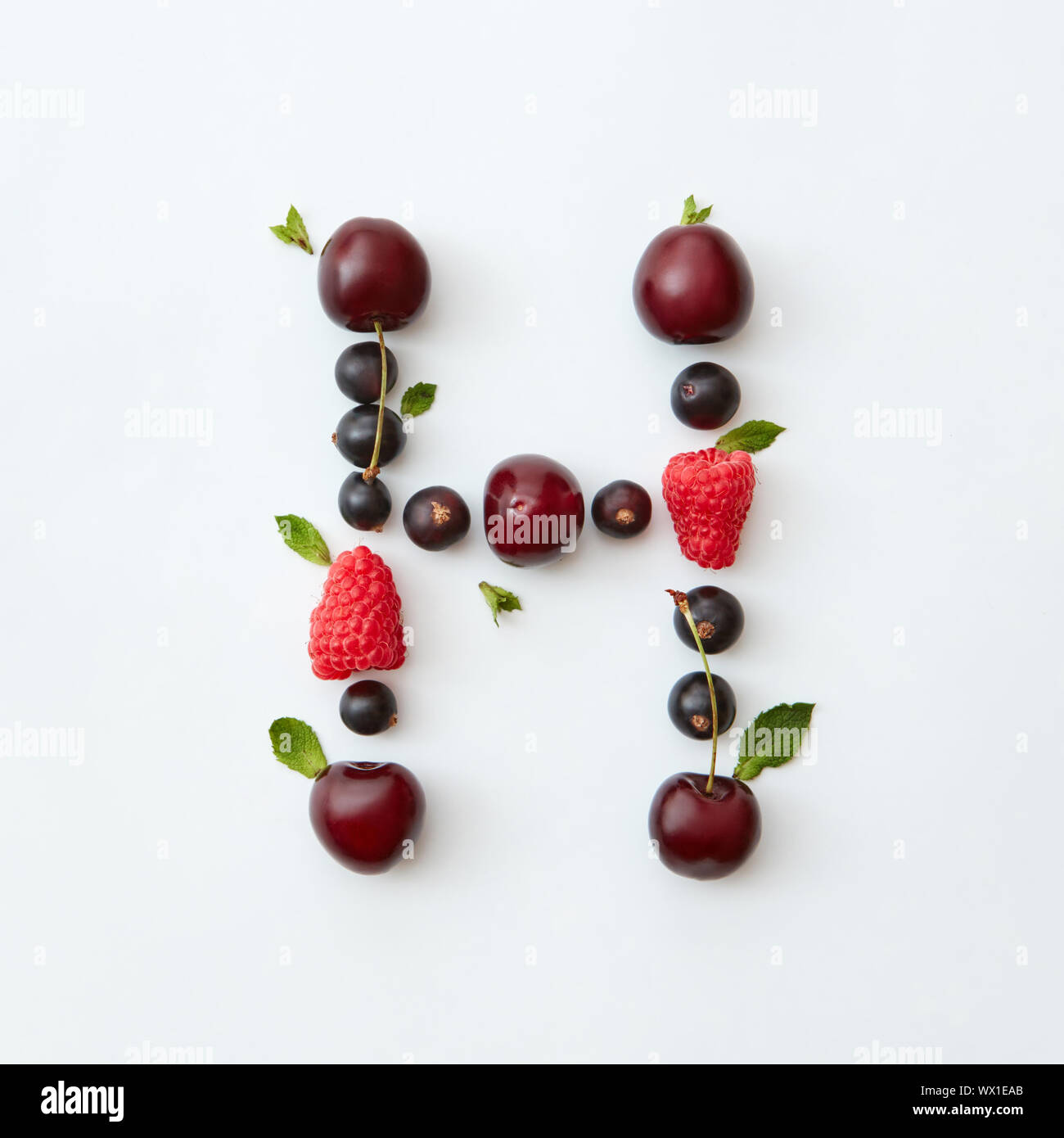 Colorful pattern of letter H english alphabet from natural ripe berries ...