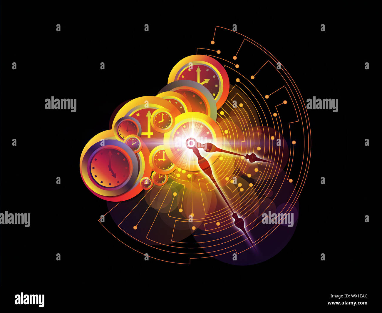Composition of clocks on the subject of time, schedule, deadlines, past ...