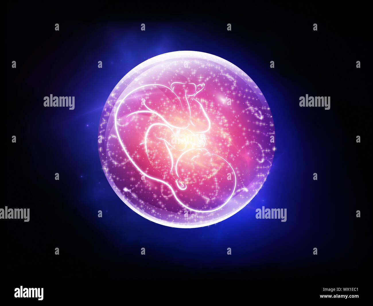 Composition of drawing of a fetus and abstract design elements suitable ...