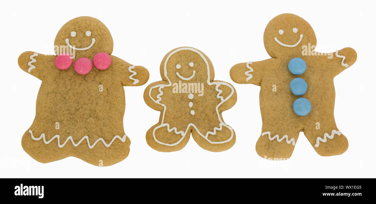 Gingerbread family isolated against a white background Stock Photo - Alamy
