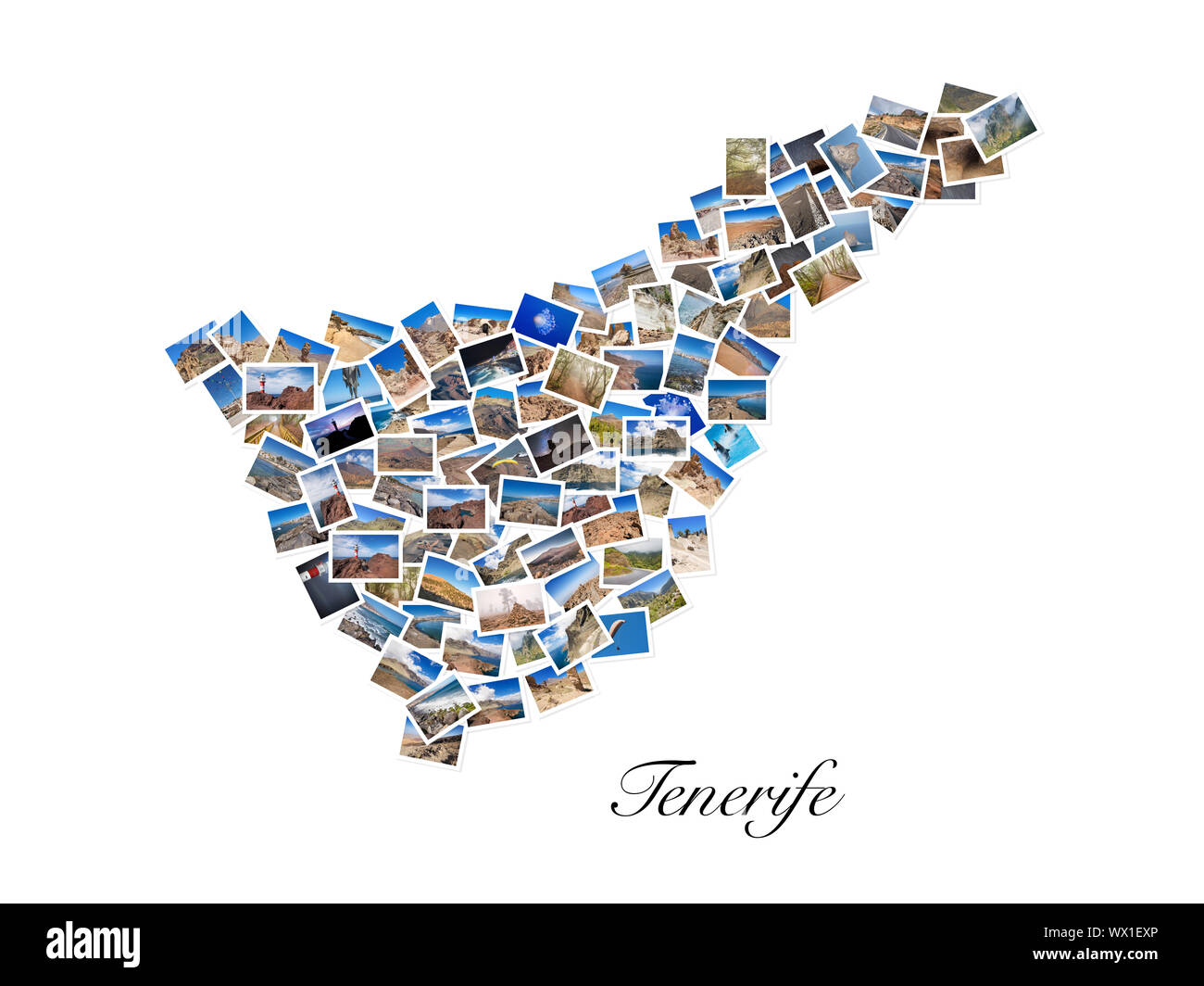 A collage of my best travel photos of Tenerife, forming the shape of ...