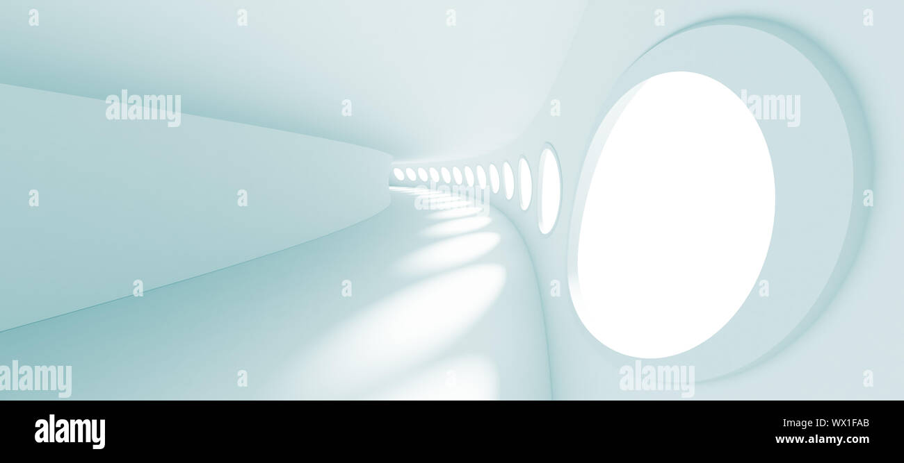 3d Illustration of Blue Futuristic Interior Design Stock Photo - Alamy