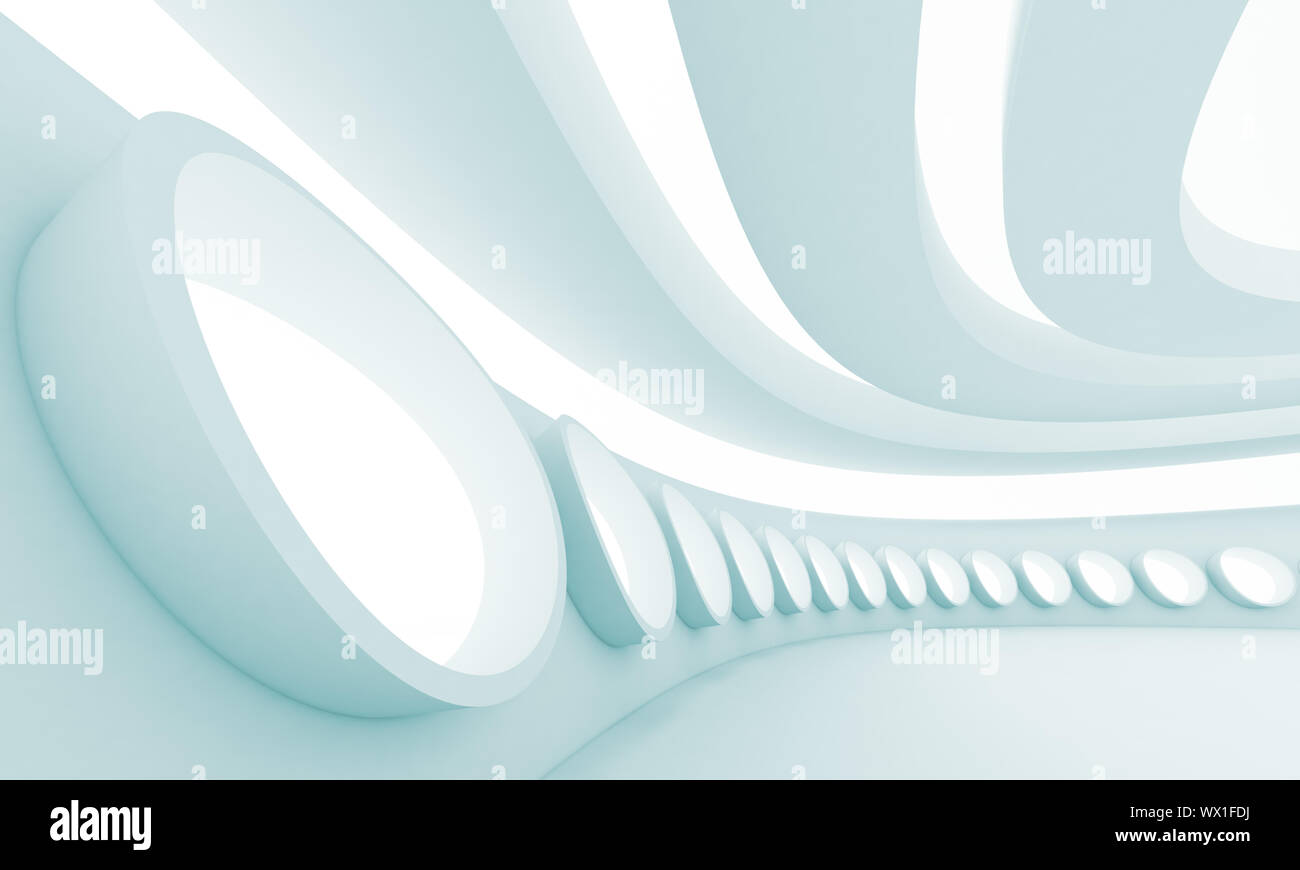 3d Illustration of Blue Futuristic Interior Design Stock Photo - Alamy