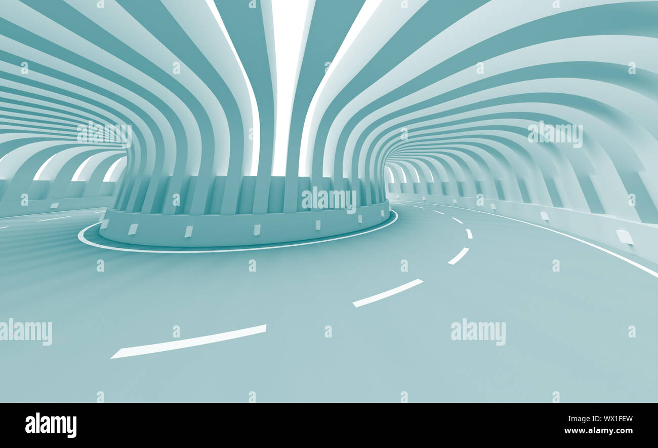 3d Illustration of Blue Abstract Road Construction Stock Photo - Alamy