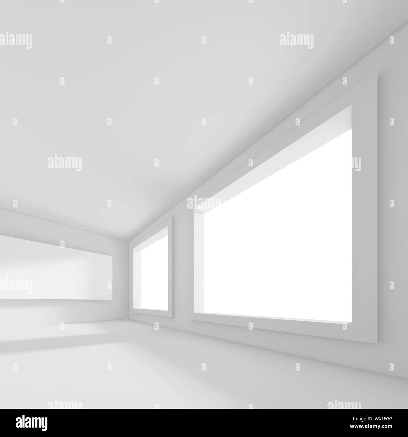 3d Illustration of White Modern Empty Room Stock Photo - Alamy