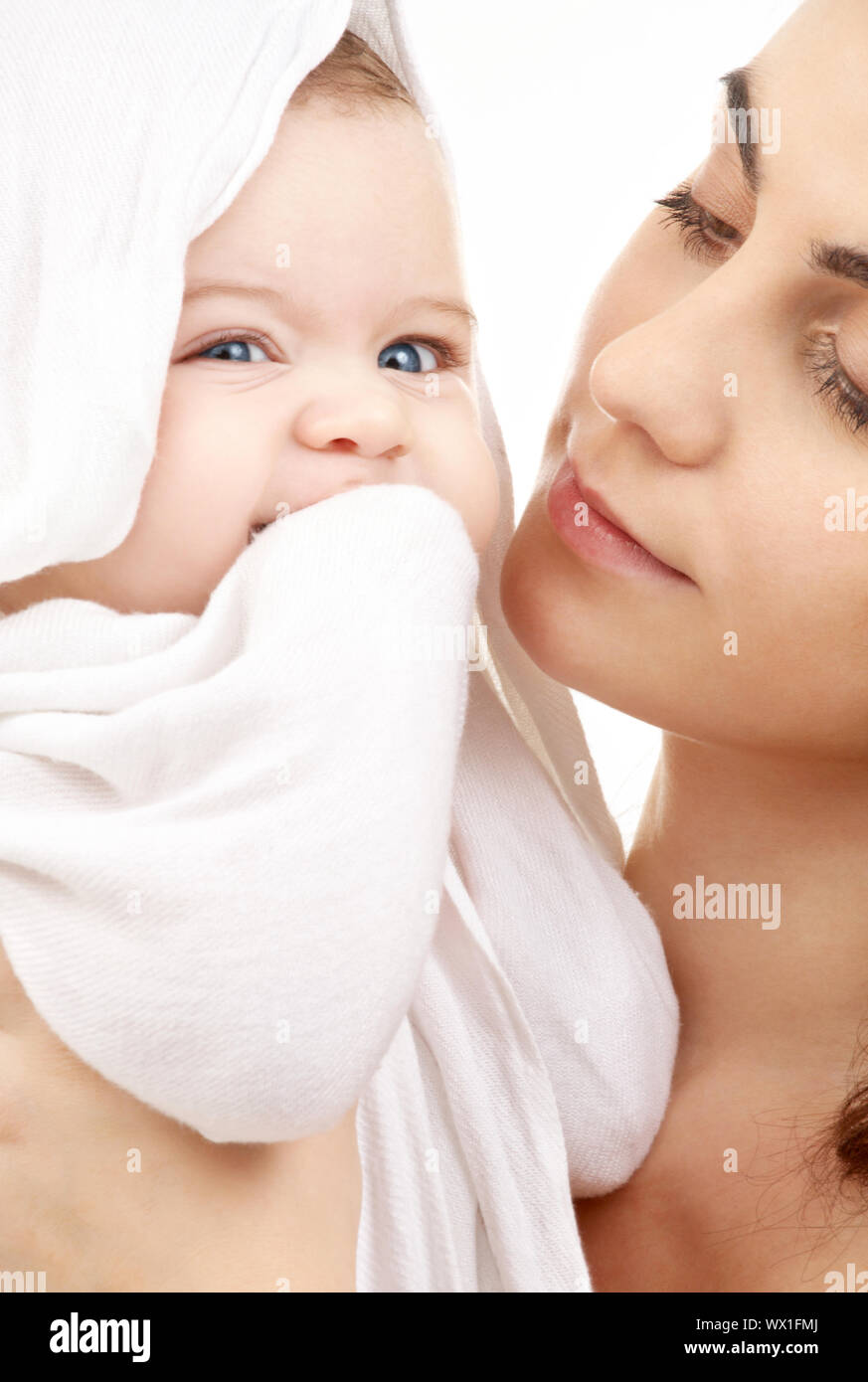 picture of happy mother with baby (focus on mother Stock Photo - Alamy