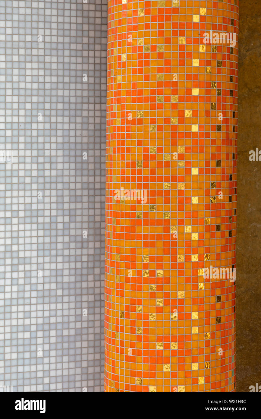 Orange and Gold Tiles Column Building Exterior Stock Photo - Alamy