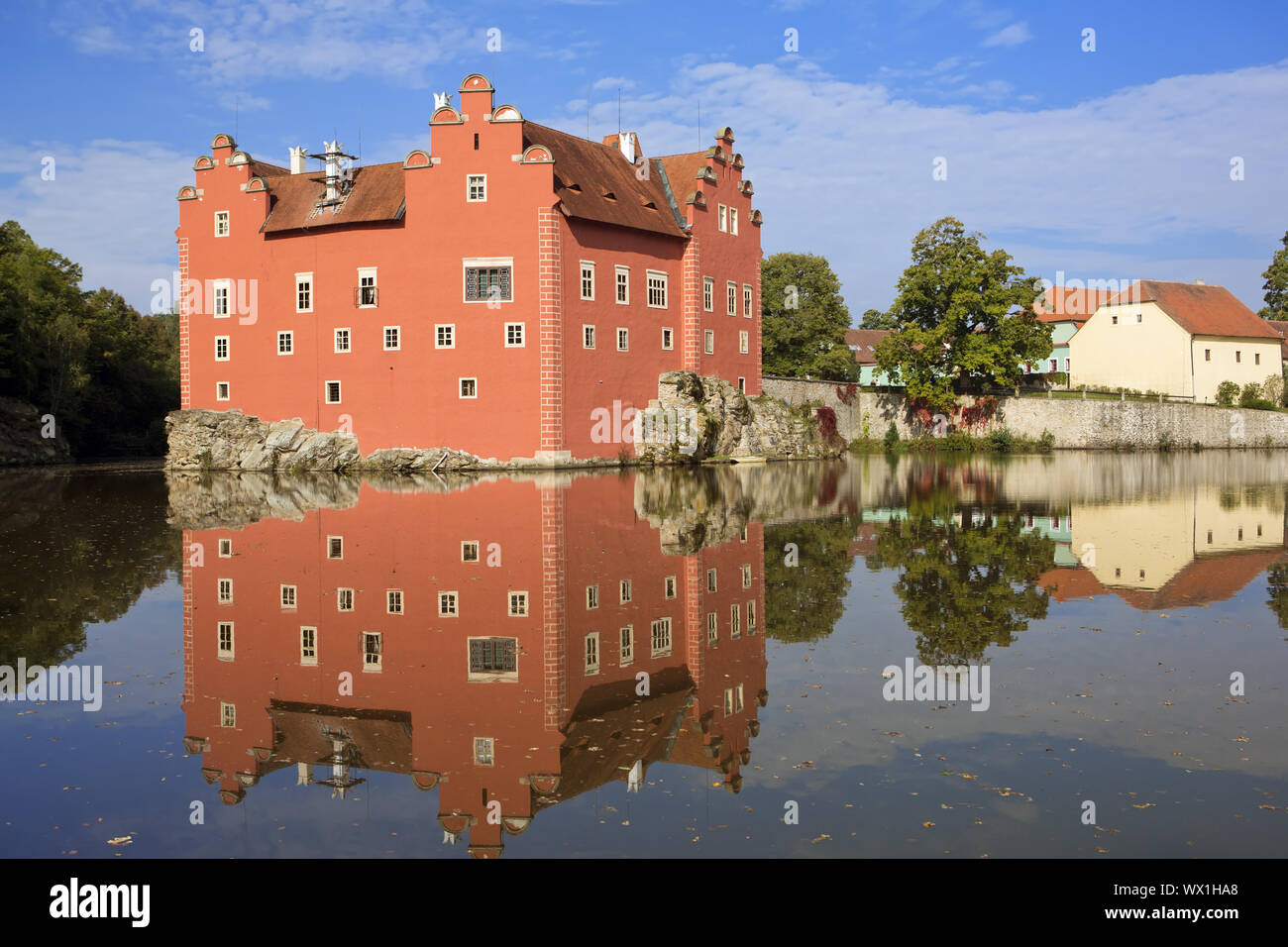 Cervena Lhota. Czech Republic. Castle on the lake Stock Photo - Alamy