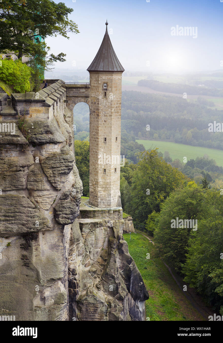 wall of old fortress fortification Koenigstein in Saxon Switzerland ...