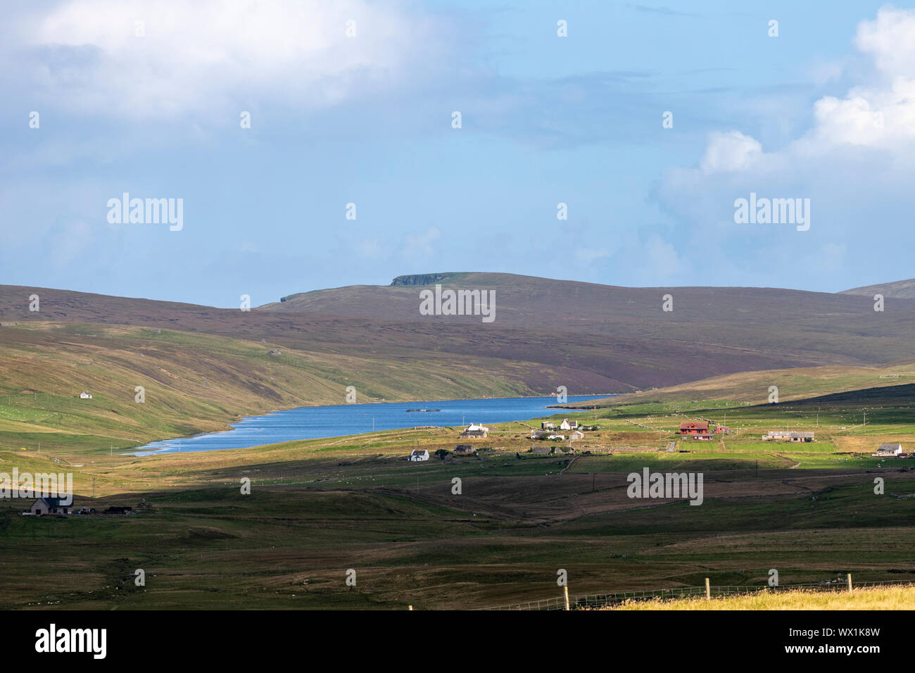 Baliasta village and Loch of Cliff, Unst, Shetland Islands, Scotland ...