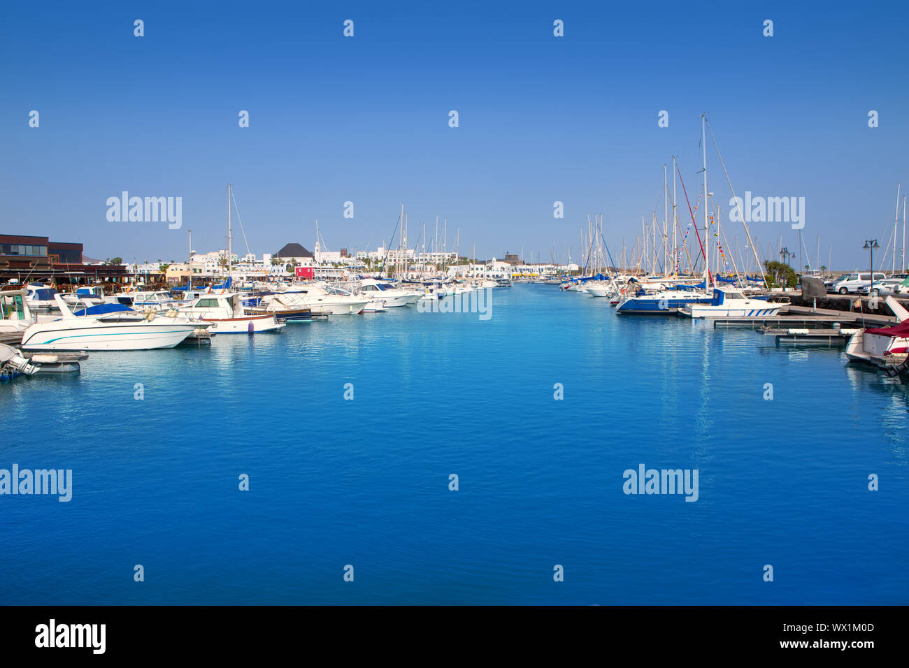 Lanzarote Marina Rubicon port at Playa Blanca in Canary Islands Stock ...