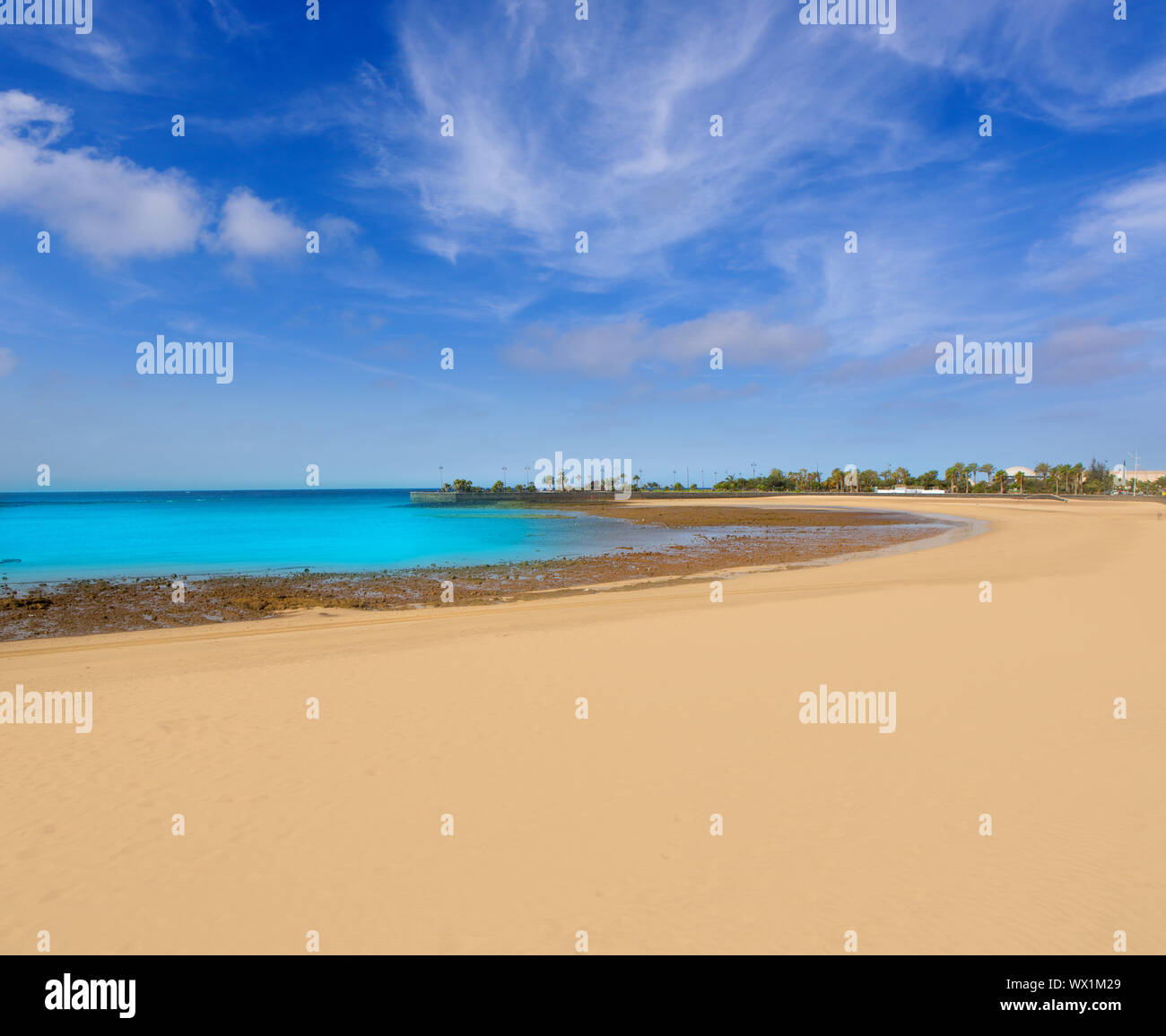 Arrecife Lanzarote Playa del Reducto beach aerial view in Canary ...