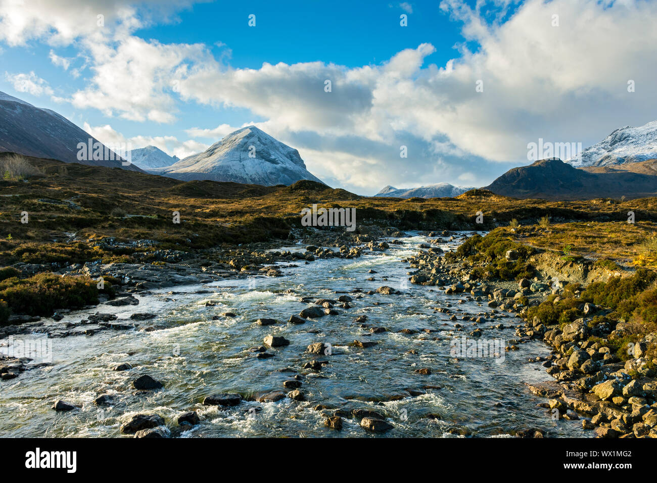 The peak of Marsco in the Red Cuillin hills, from Sligachan, Isle of ...