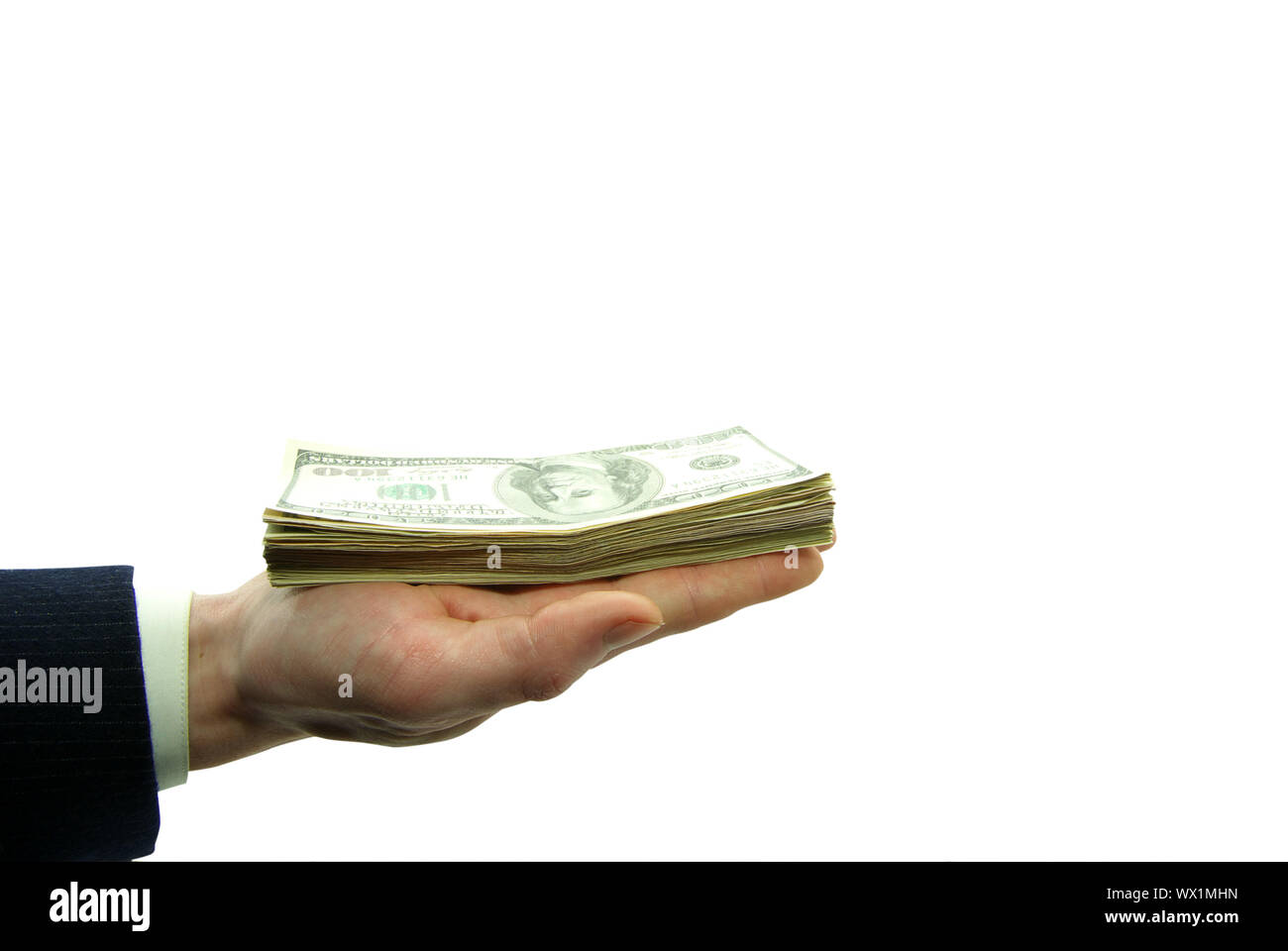 Hand with money isolated on white background Stock Photo - Alamy