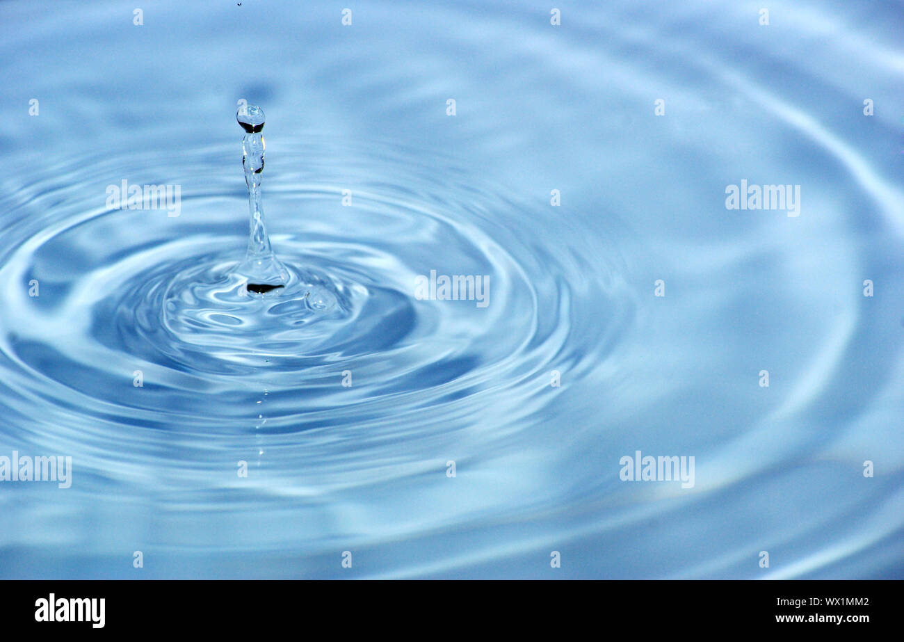 The round transparent drop of water falls downward Stock Photo - Alamy