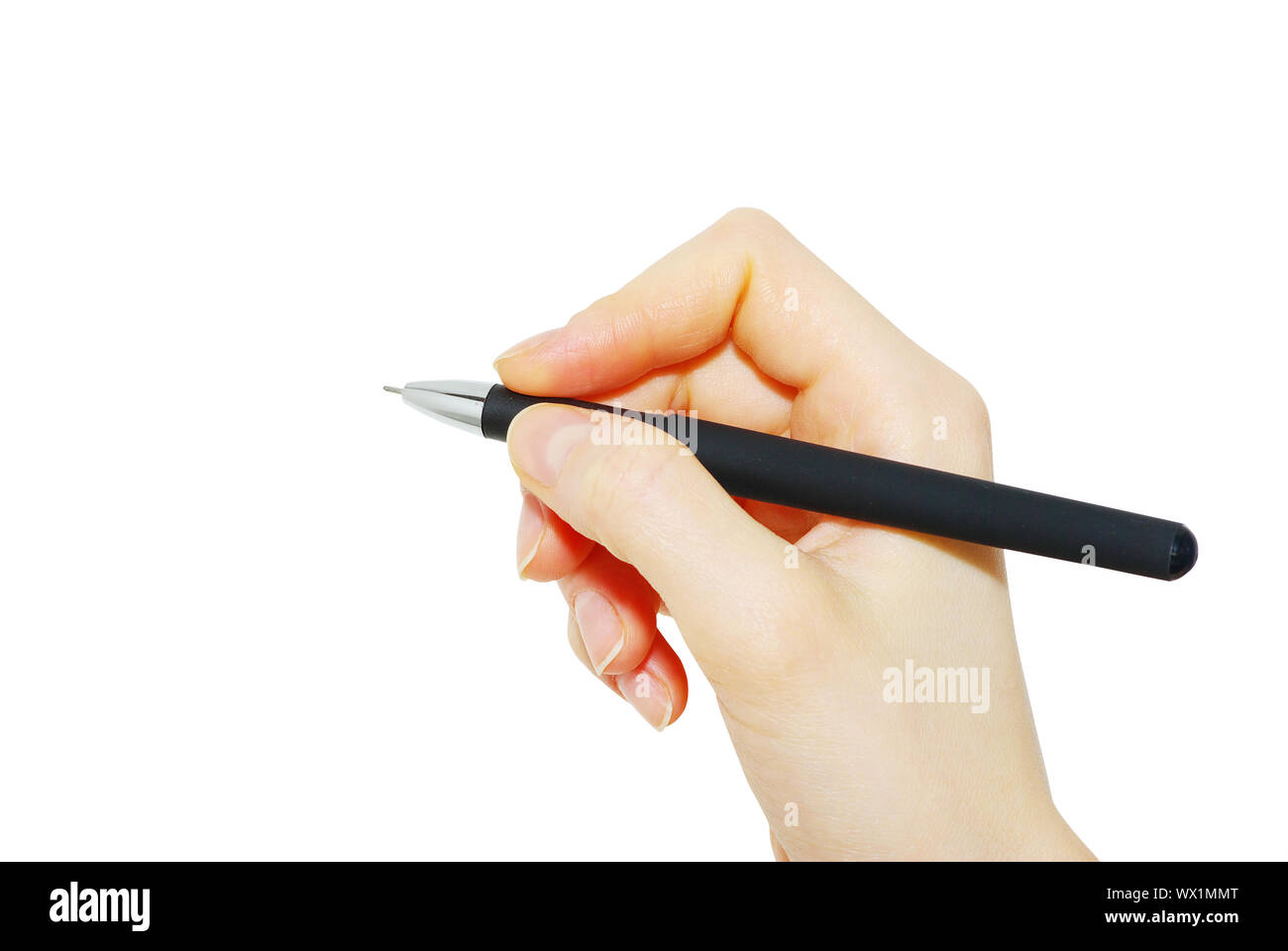 Hand and pen on the white background Stock Photo - Alamy
