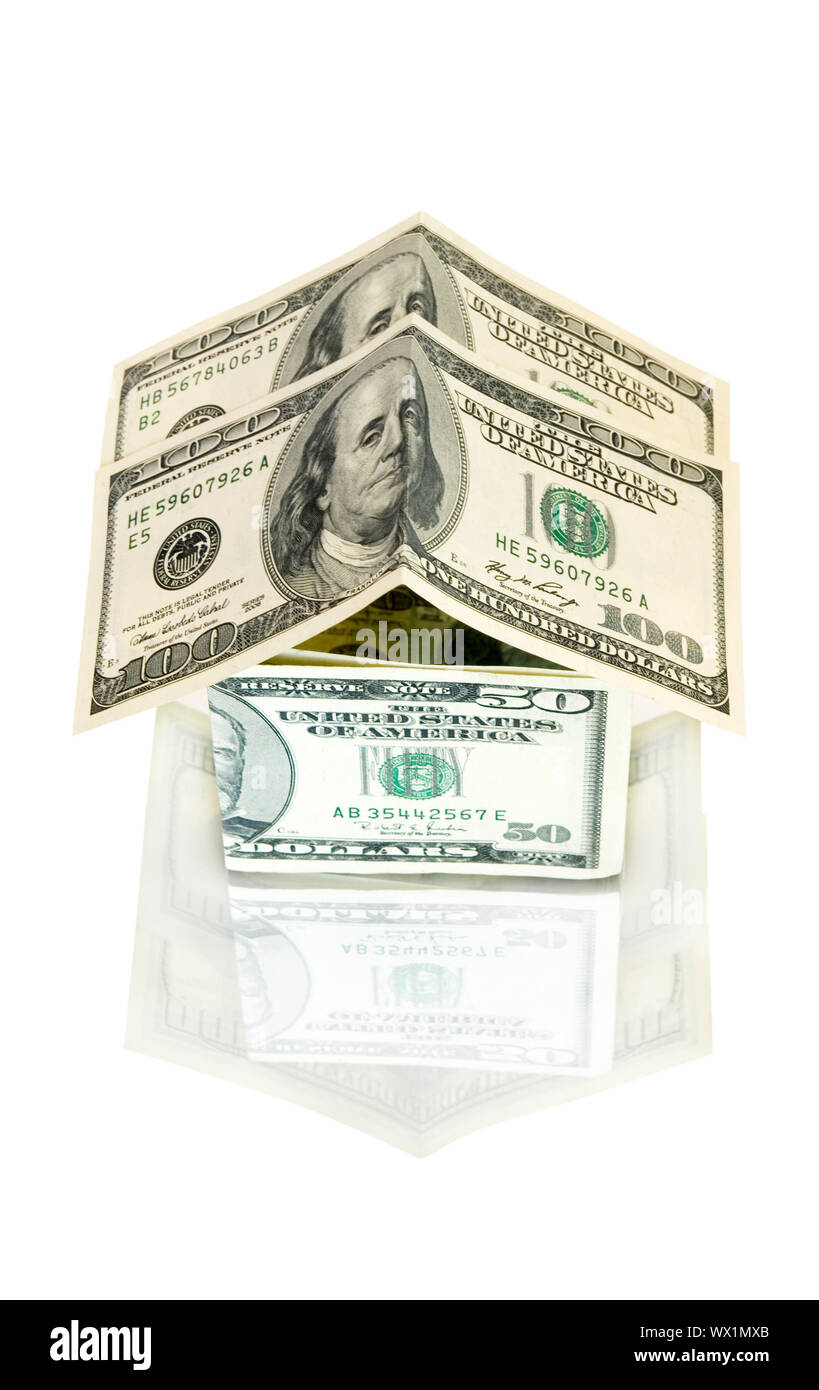 Money house on white background Stock Photo - Alamy