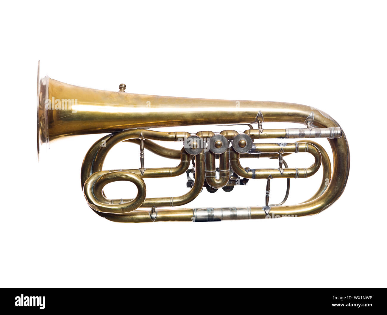 Worn Wind instrument isolated on white background Stock Photo - Alamy