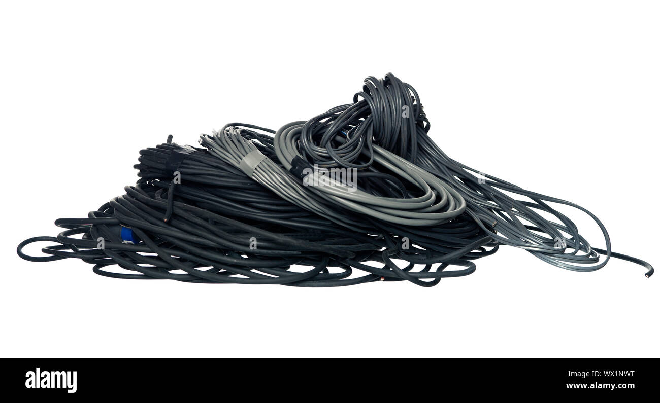 Electronic Cables isolated on white background Stock Photo - Alamy