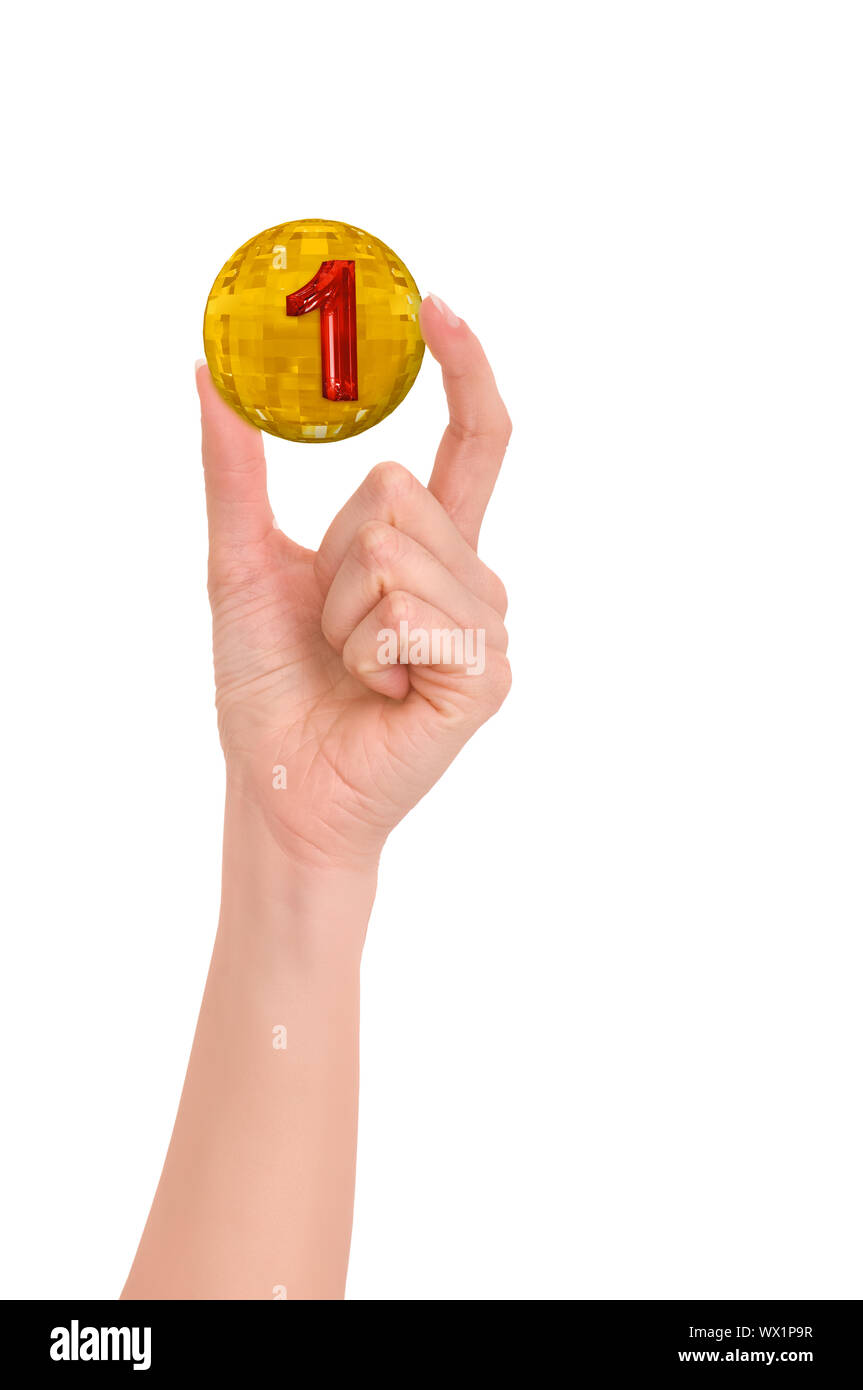 Gold hand pointing index finger Cut Out Stock Images & Pictures - Alamy