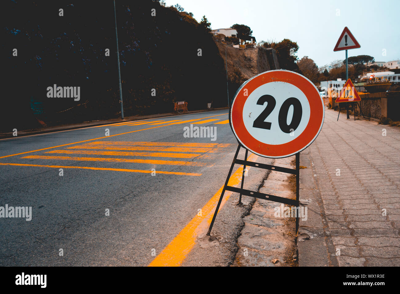 Road sign white circle with black line hi-res stock photography and ...