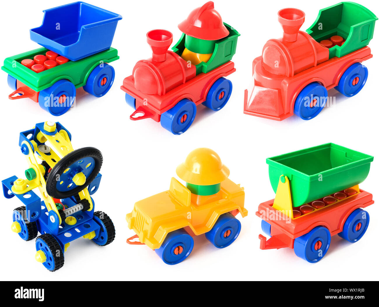 Toy machines isolated on the white background Stock Photo - Alamy