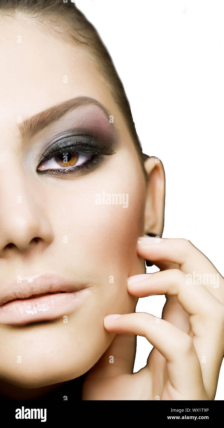 Beautiful Woman Face. Perfect Makeup Stock Photo - Alamy