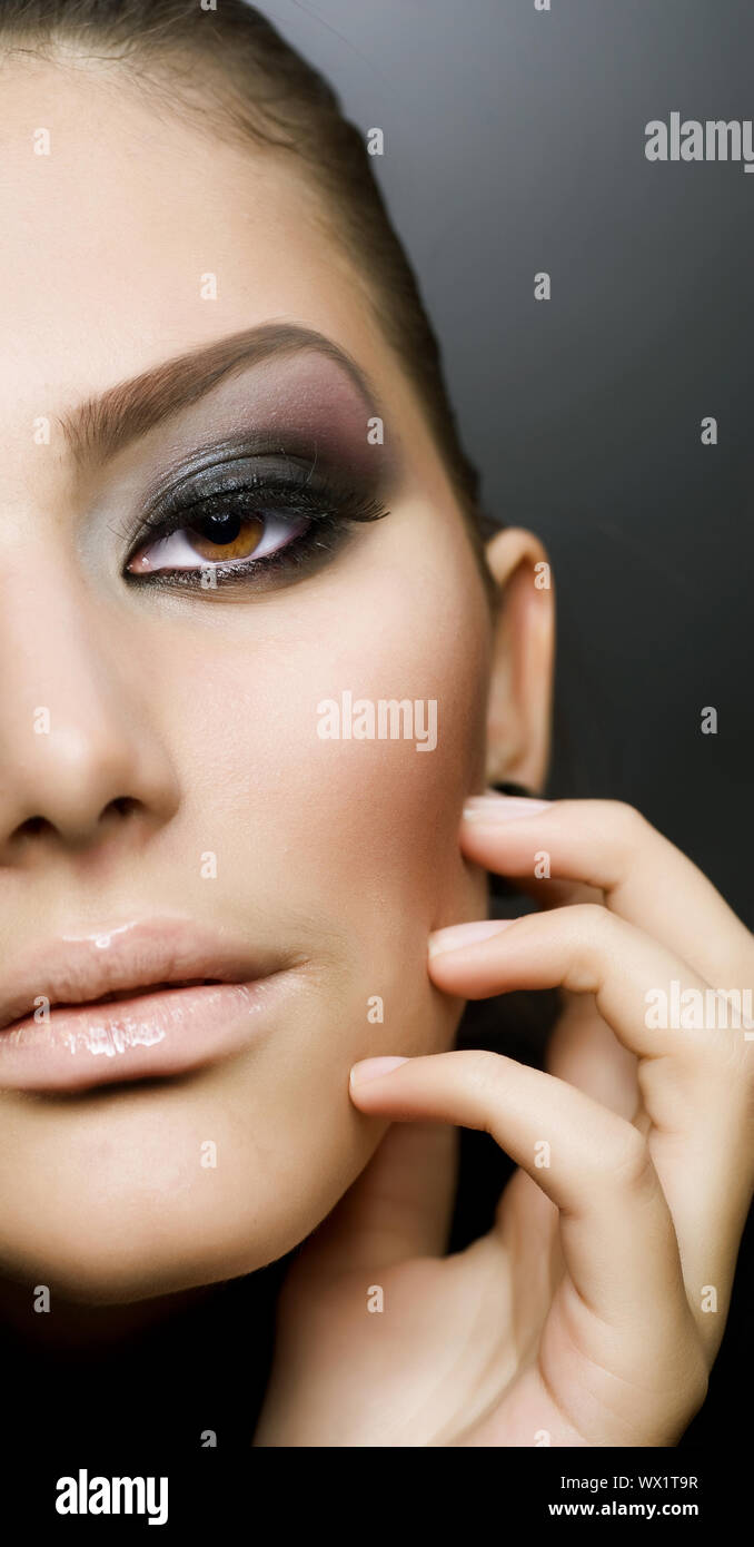 Beautiful Woman Face. Perfect Makeup Stock Photo - Alamy